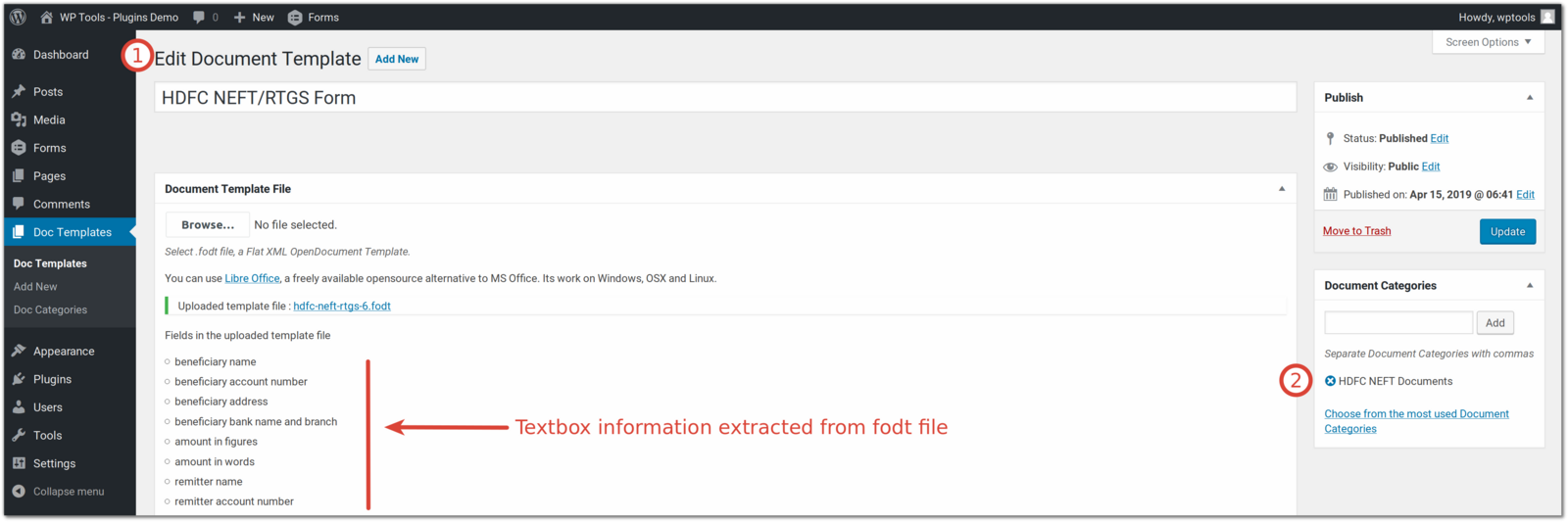 Setup templates & create word documents with automation - WP Tools
