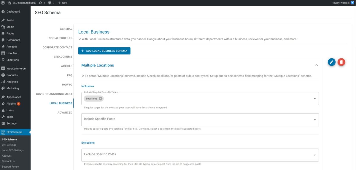 Add "Local Business Schema" To WordPress