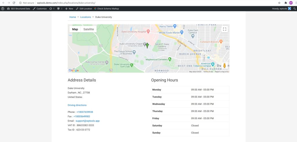 "Address Shortcode" For Local Business Schema In WordPress - WP Tools