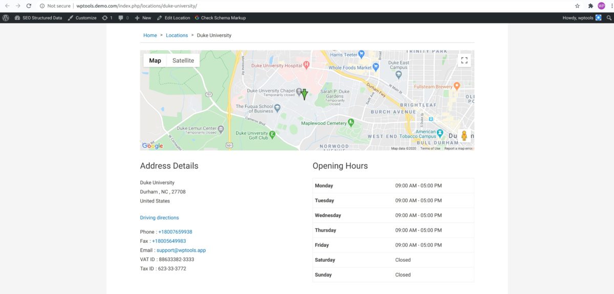 Google "Map Shortcode" For Local Business Schema In WordPress - WP Tools