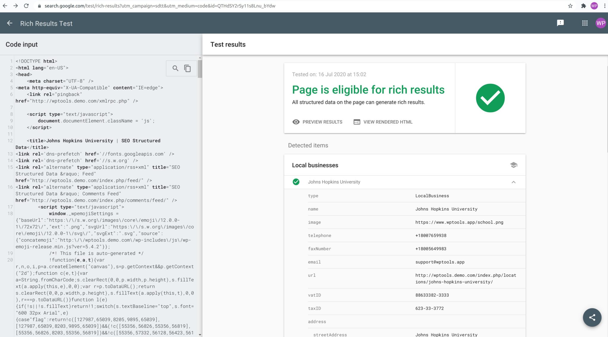 Google "Map Shortcode" For Local Business Schema In WordPress - WP Tools